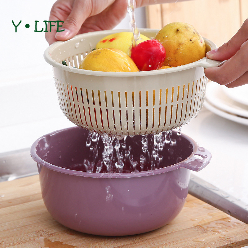 Y • LIFE Double-layer Vegetable Sink Drain Basket Household ...