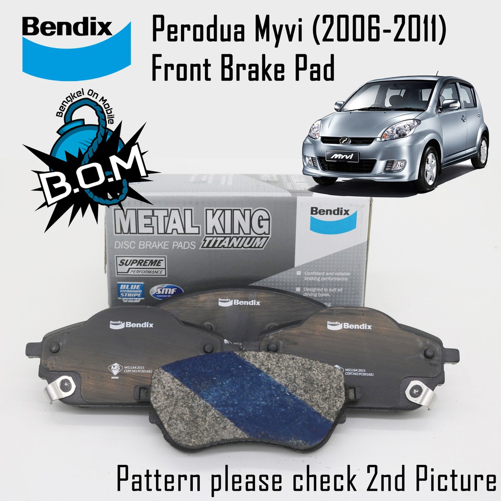 Bendix Metal King, Front brake pad, Brek Pad Depan, Perodua Myvi (2006 ...