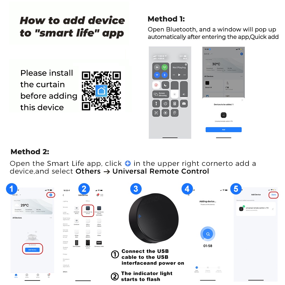 SMATRUL Tuya Smart Wifi IR Remote Control Universal Temperature ...