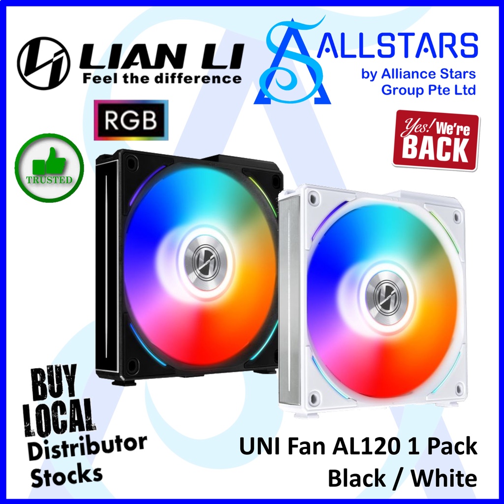 Lian Li Uni Fan AL120 BLACK / WHITE ARGB 1pc pack 120mm Fan Black (UF ...