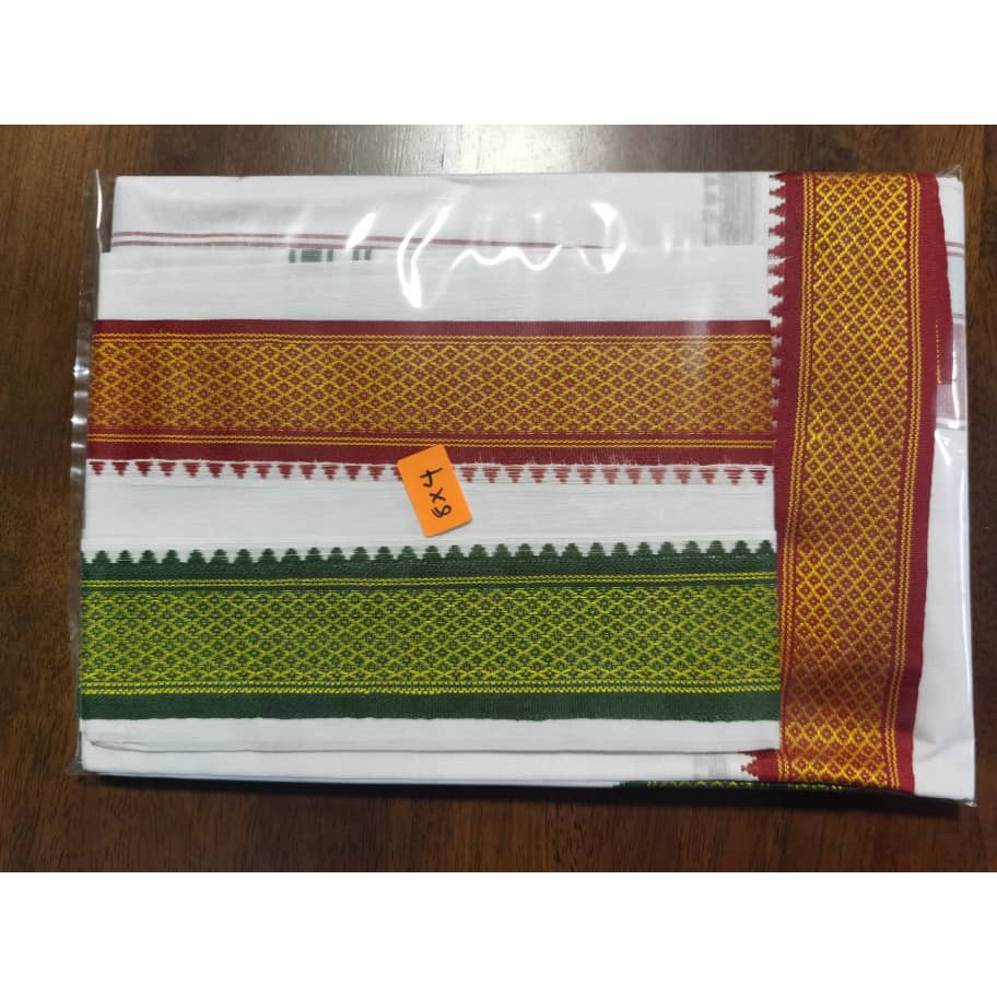 INDIAN TRADITION VESHTI POLYESTER 8 X 4 ( WHITE COLOR ) | Shopee Singapore