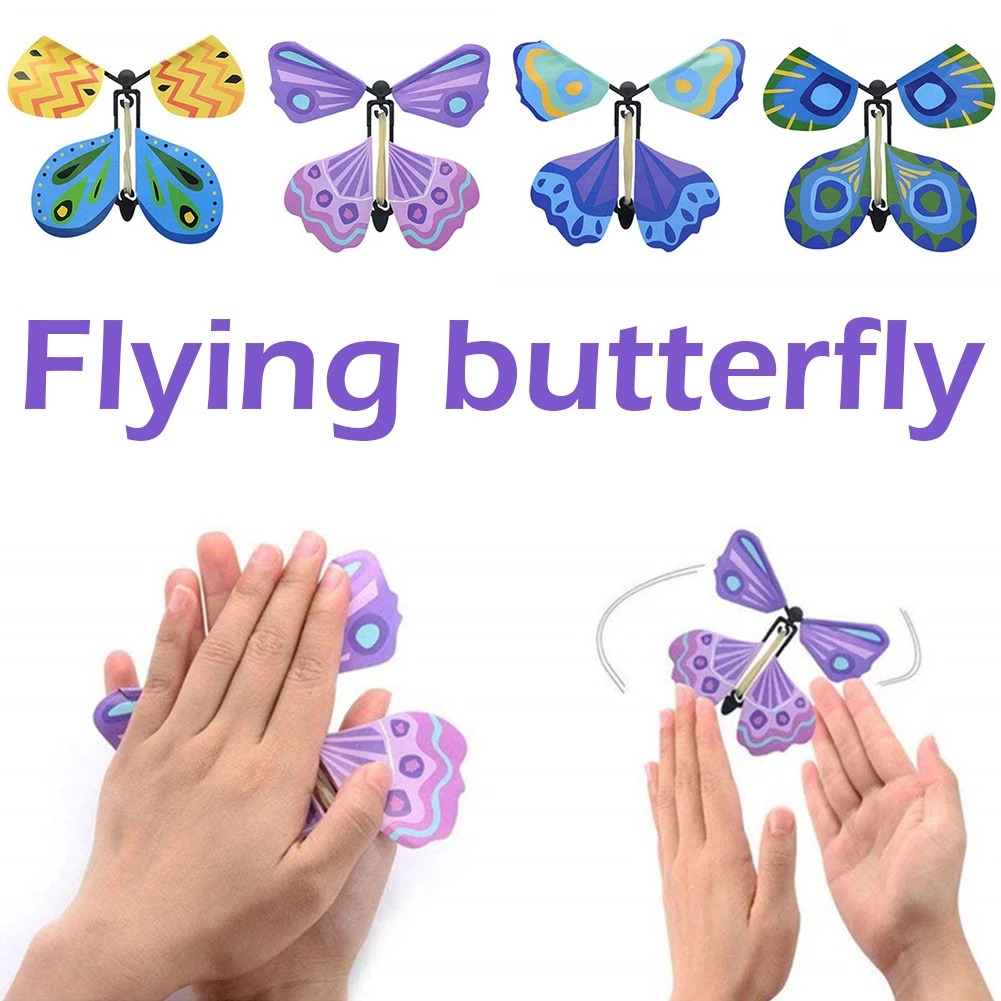 1 Pc Random Color Magical Flying Butterfly Toy / Funny Creative Rubber ...