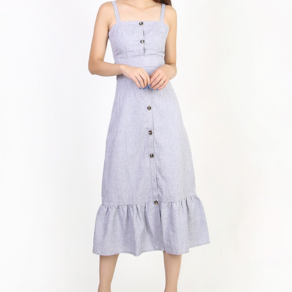 MGP Label Gervaise Button Midi Dress in Grey | Shopee Singapore