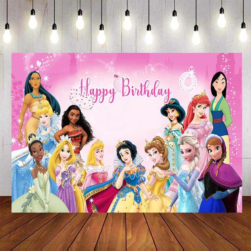 Princess Celebrating Birthday Backdrop For Girls Photography Baby ...