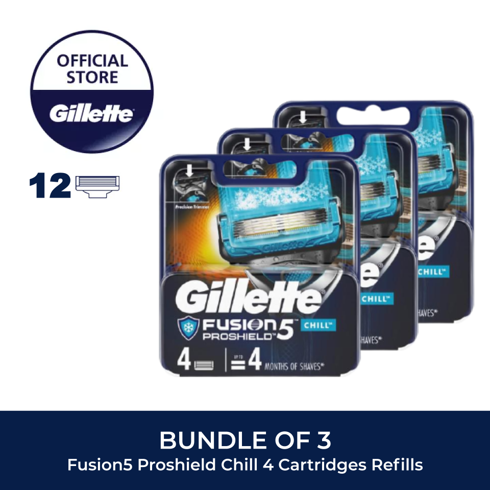 [Bundle of 3] Gillette Fusion Proshield Flexball Chill 4 Razor Blade ...