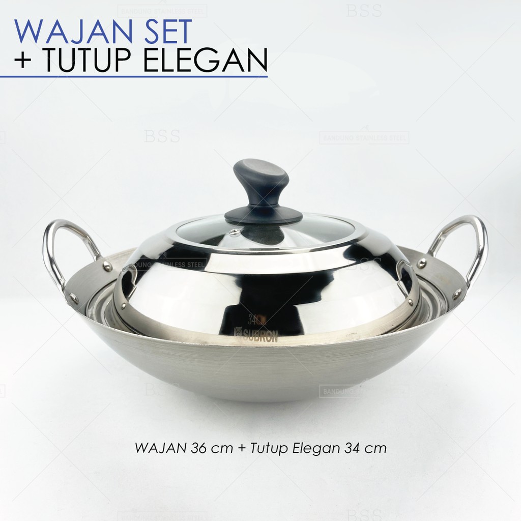Thick Stainless Steel Frying Pan Frying Pan 36cm 38cm 40cm | Shopee ...