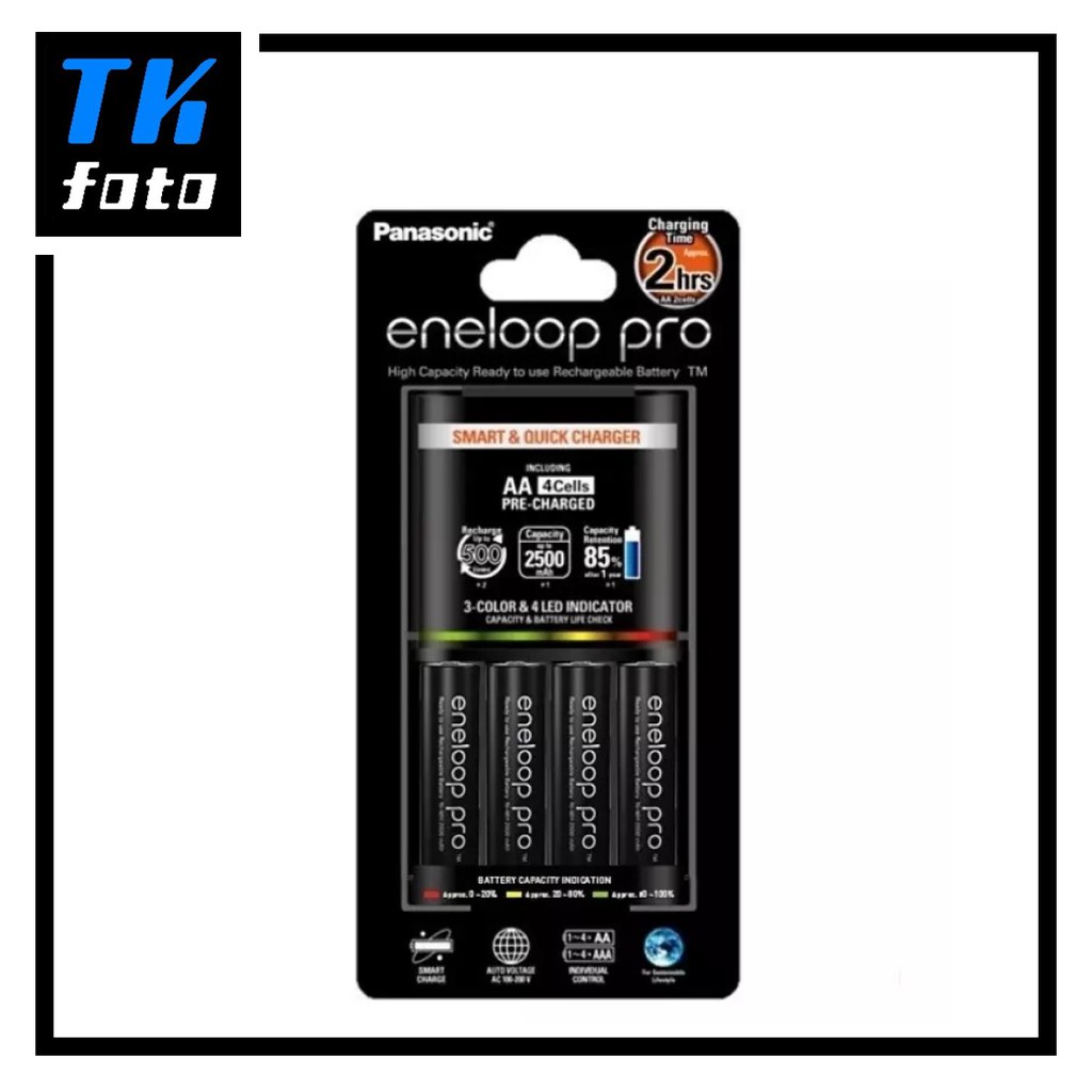 Panasonic Eneloop Pro Quick Charger Kit (Includes 4x Eneloop Pro AA ...