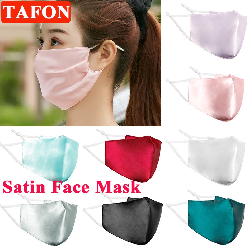 TAFON Satin Face Mask Hijab Satin Silk Face Mask Satin Mask Headloop ...