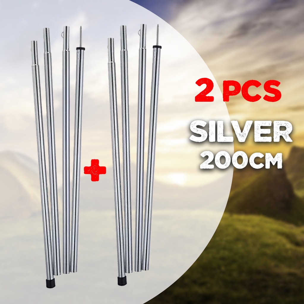 2PCS Set Tent Pole Flysheet Tall Support Camping Pole Canopy Shelter ...