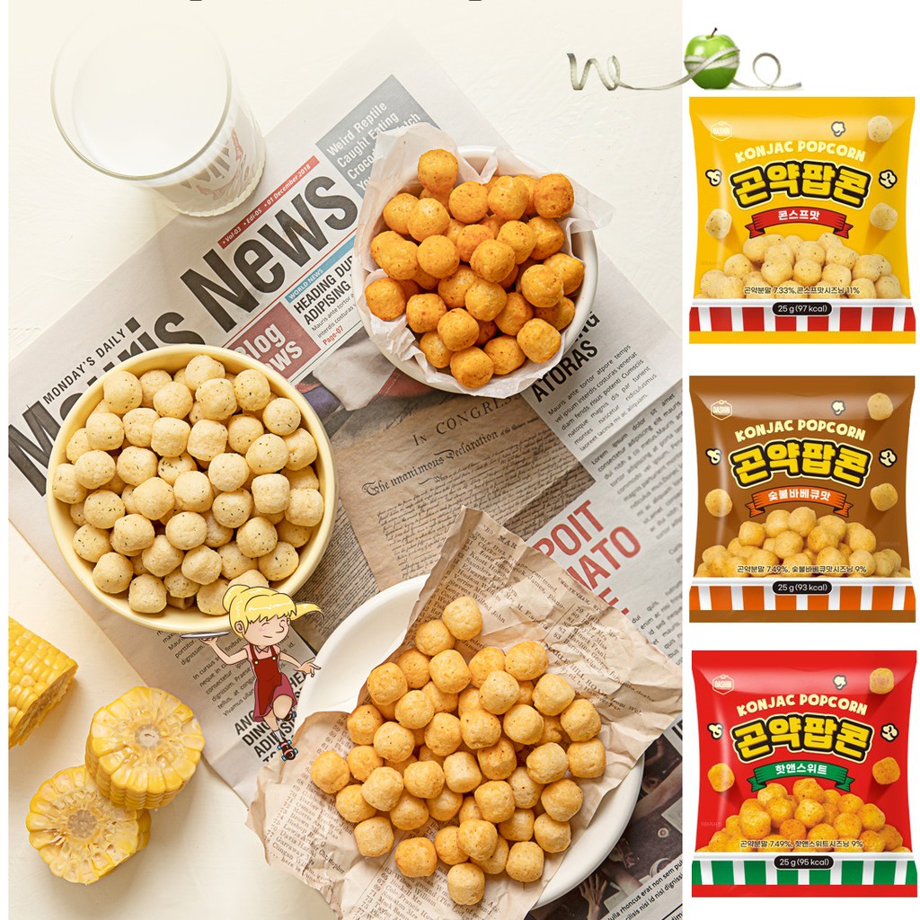 Korean healthy snack,3 kinds of konjac popcorn,healthy diet food,Corn ...
