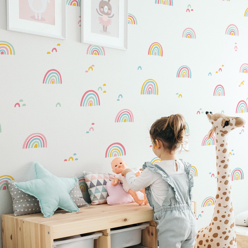 Rainbow Wall Stickers, Boho Rainbow Wall Decals for Baby Kids Room ...