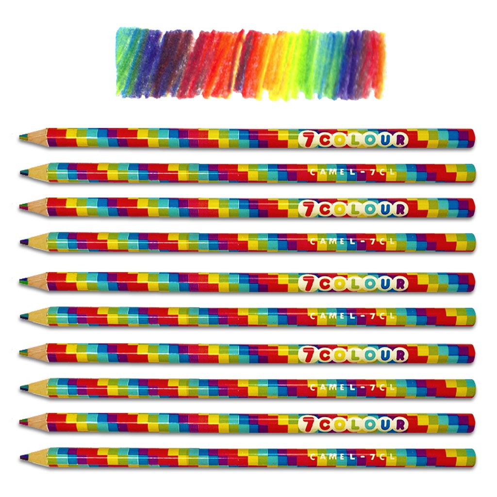 Japanese Rainbow Colored Pencils - 7 Colors in 1 Pencil | Shopee Singapore
