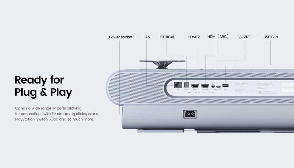 JMGO U2 Ultra Short Throw Projector Tri-Colour | Home Theatre | WiFi ...