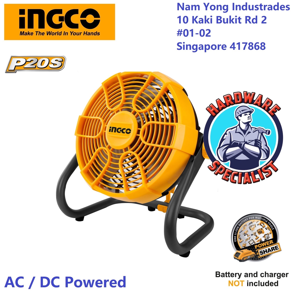 Ingco CFALI2002 and CFALI2007 360° Adjustable Lithium-Ion Cordless Fan ...