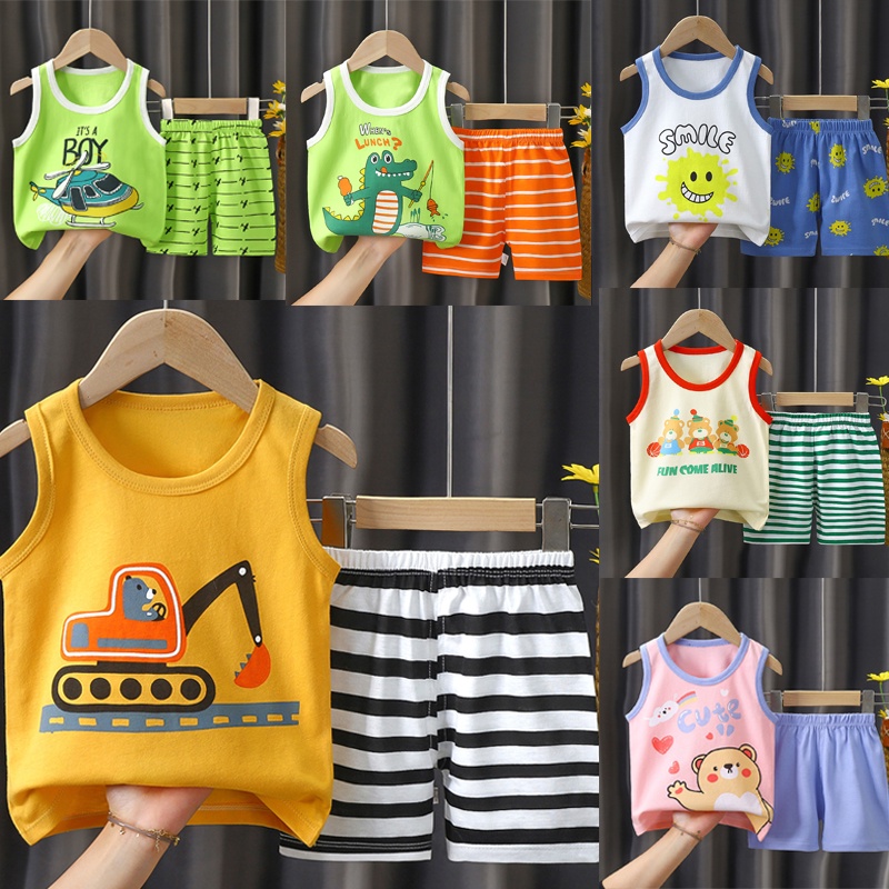Summer Children's Vest Set Pure Cotton Baby Sleeveless Vest 2-piece ...