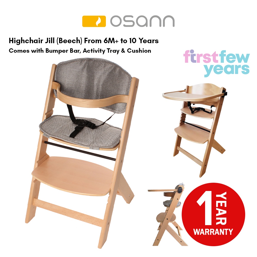 Osann Jill Highchair (Beech) From 6M+ to 10 Years - Comes with Bumper ...