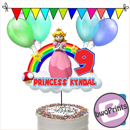 Princess Peach Cake Topper Birthday Party Celebration Supplies Banners ...