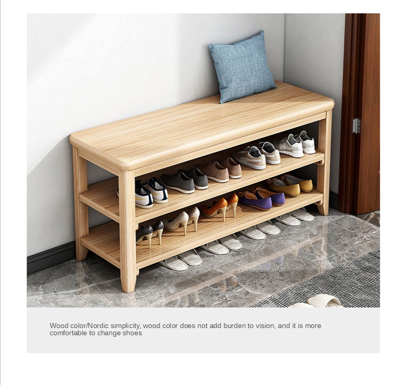 [Ready Stock]Solid wood shoe changing stool: a bench that integrates a ...