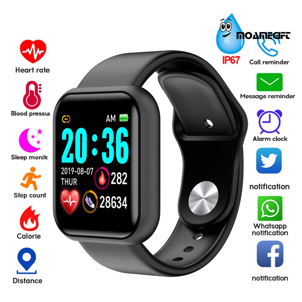MOAME→Y68 Waterproof Heart Rate Blood Pressure Monitor Smart Bracelet ...