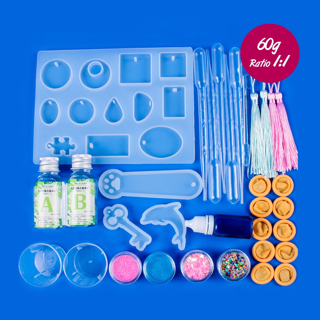 INSTOCK Epoxy Resin Beginner Starter Kit 1:1 Set AB Glue 60ml with ...