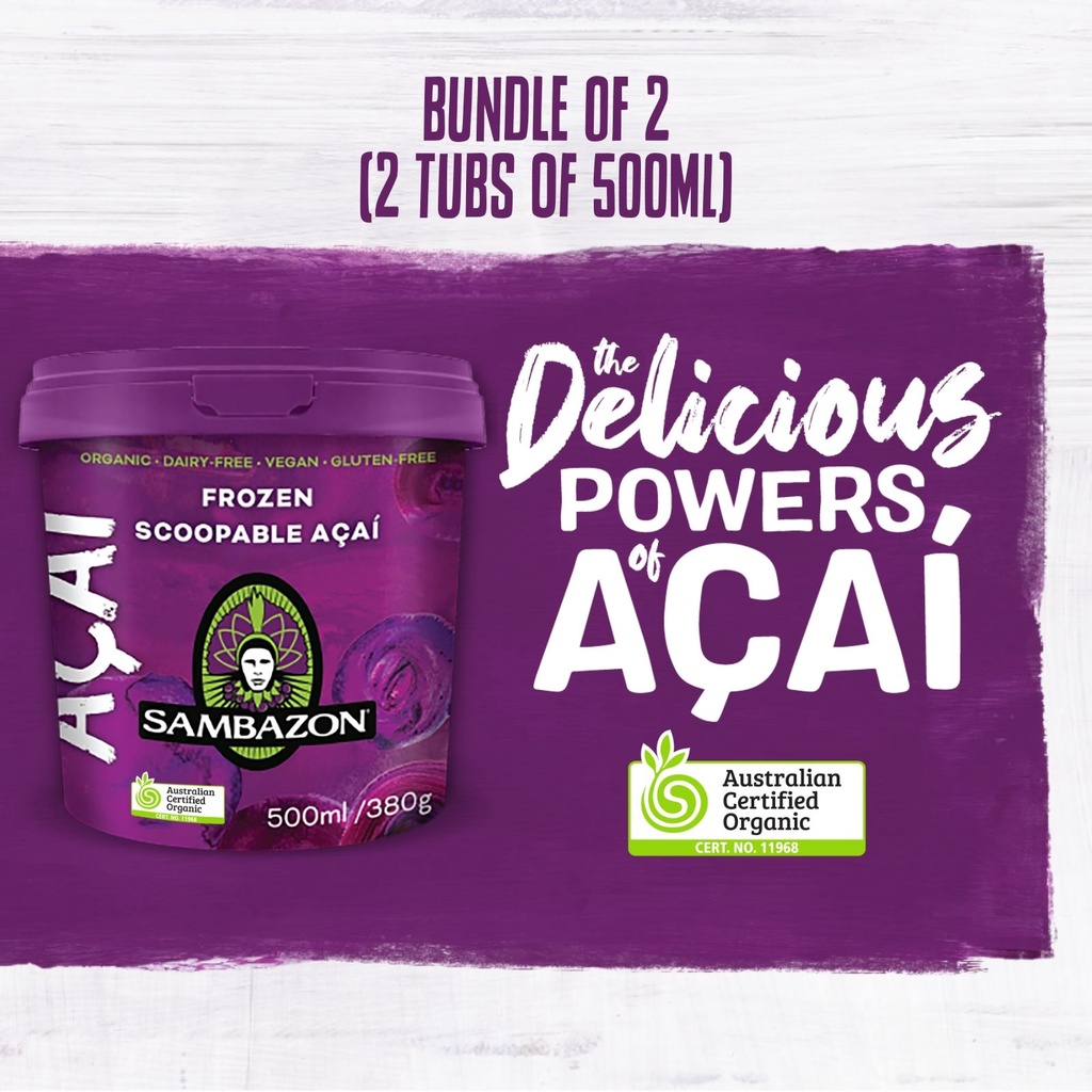 [Bundle of 2] Sambazon Organic Acai Berry Superfood Sorbet - Frozen 2 x ...