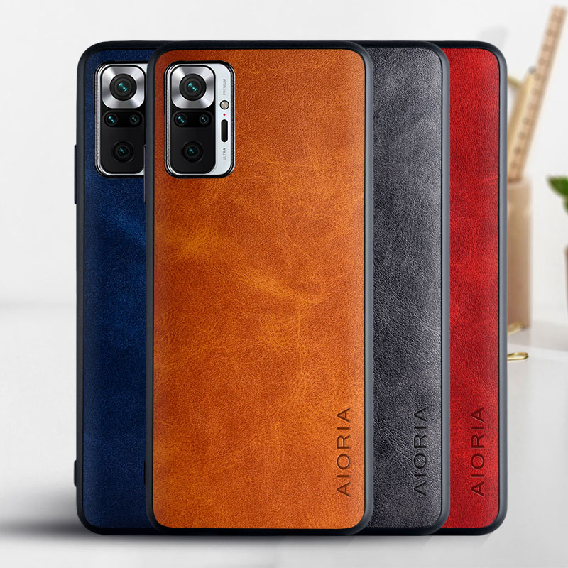 Xiaomi Redmi Note 10 Pro Case Vintage leather Skin cover fashion TPU ...