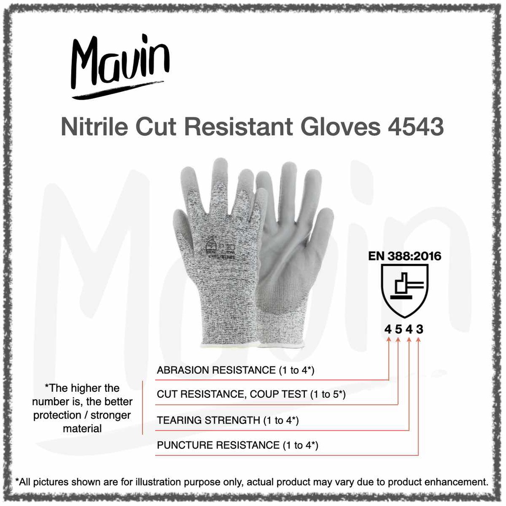 EN388 4543 Nitrile Cut Resistant Gloves, Comfort Safety Work Gloves ...