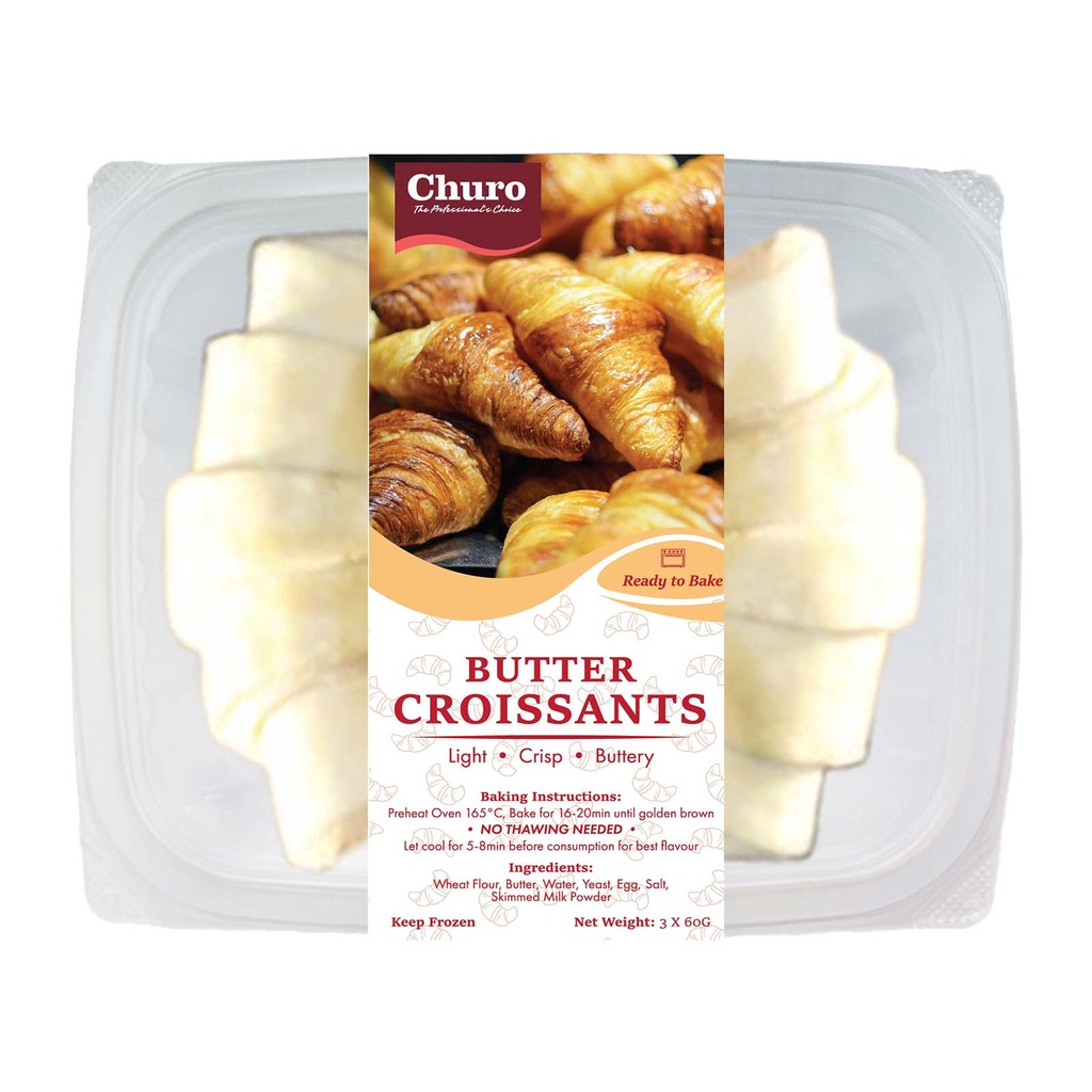 Churo | Butter Croissants 3x60g | Frozen Ready to Bake | Shopee Singapore