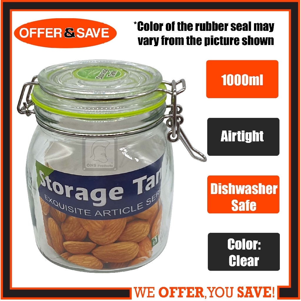 1L Airtight Glass Jar / Glass Storage Jar - JYMF6613-1000 | Shopee ...
