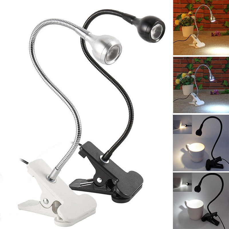 Flexible USB Clip-on Table Lamp LED Clamp Reading Study Bed Desk Light ...
