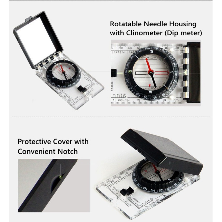 Geological Mirror Compass Jurus Kemiringan JK Hiking Army Sighting Clinometer Camping Geo ...