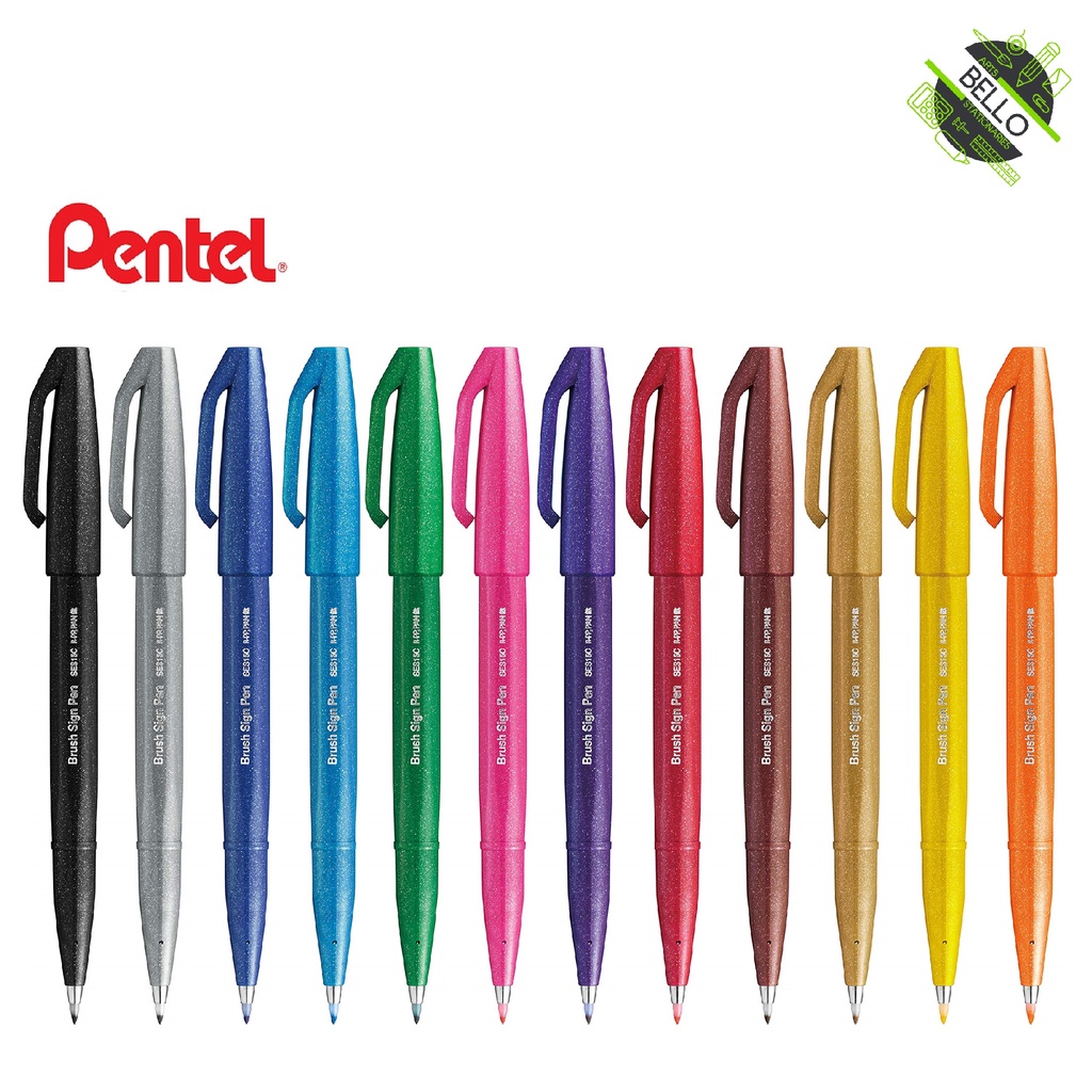 Pentel Touch Brush Sign Pen ( SES15C ) | Shopee Singapore
