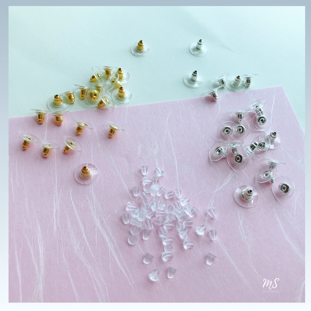 [SG Stock] 30/50/100/200pcs Ear Stud Backs Hook Soft Rubber Silicone ...