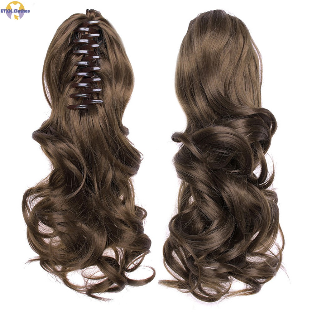 ETXK-tiktok Clip-On Curly Ponytail Hair Extension Women Claw On Long ...