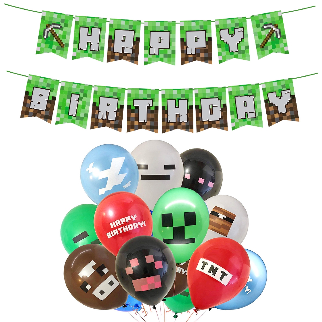 24pcs/lot Minecraft Latex Balloons Minecraft Theme Party Decoration ...