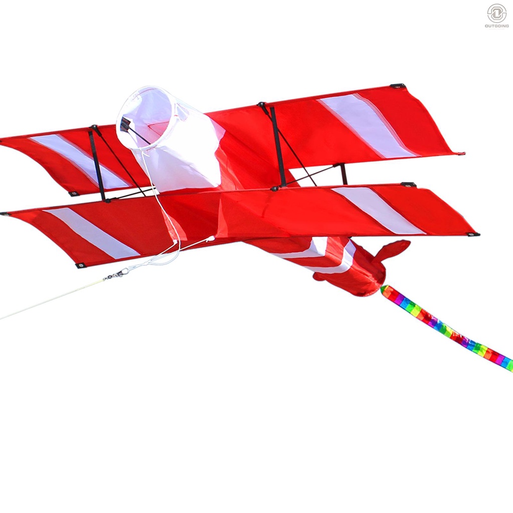 [OUGS] 3D Kite Airplane Kite Huge Bi-Plane Kite Giant Flying Kite Super ...