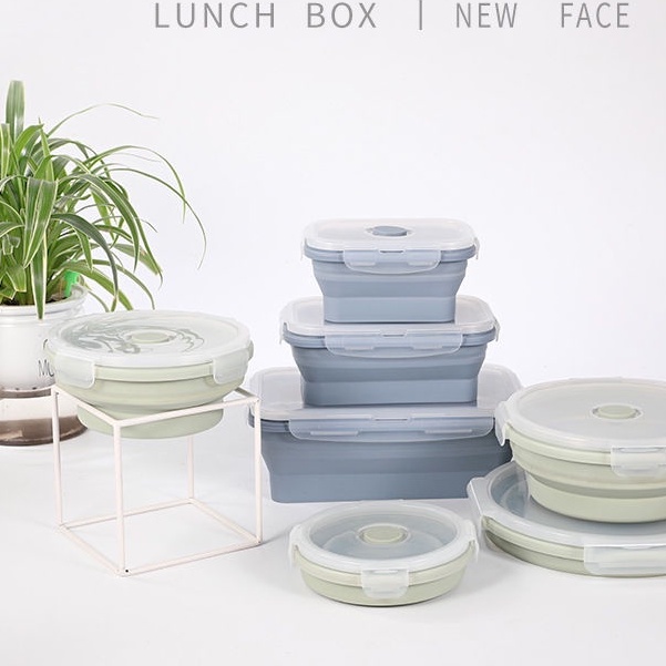 Collapsible Silicone Lunch Box Reusable Food Kids Snack Container CNY ...