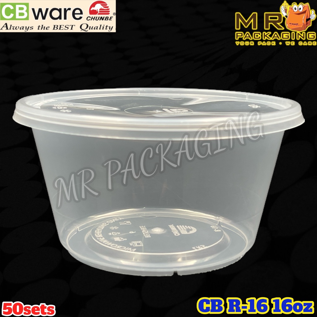 CB R16 Round Container with Lid ( 50sets± ) 460ml Disposable Plastic ...