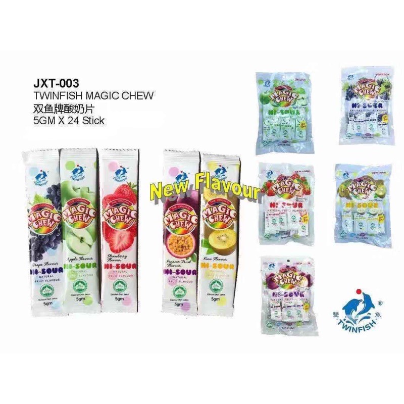 5g x 24’s TWINFISH MAGIC CHEW SOUR CANDY NATURAL FRUIT FLAVOUR (GRAPE ...