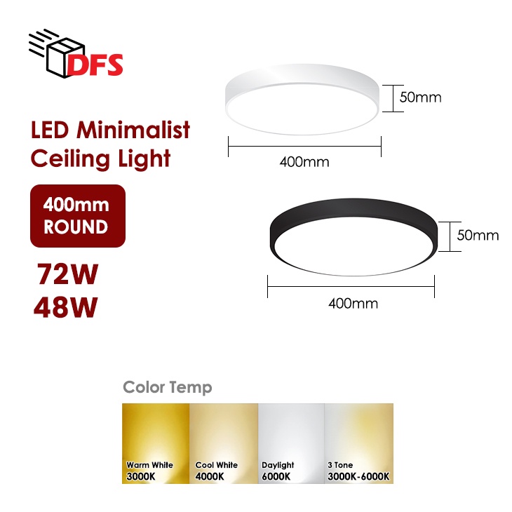DFS LED Ceiling Light 400MM 48W/72W/96W/120W TRI-TONE Kitchen Led ...
