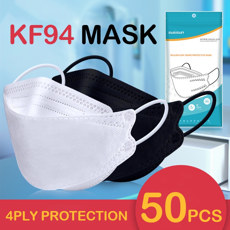 50PCS KF94 facemask 4-layer non-woven protective filter 3D Korean for ...