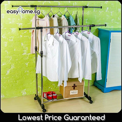 Easyhome.sg Clothes Rack (Double) drying rack laundry shelf | Shopee ...