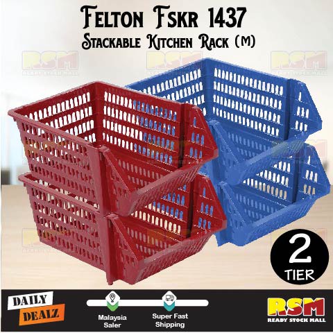 2in1 FELTON 2 Tier Stackable Kitchen Rack (M) FSKR 1436 Shelf Storage ...