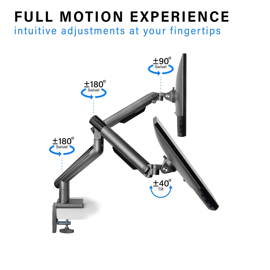 ULTi Flex Dual Monitor Arm, Height Adjustable Mechanical Spring Monitor ...