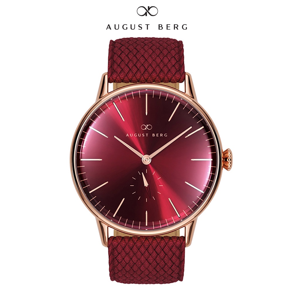 August Berg Serenity Burgundy Rose Gold Perlon Watch | Shopee Singapore