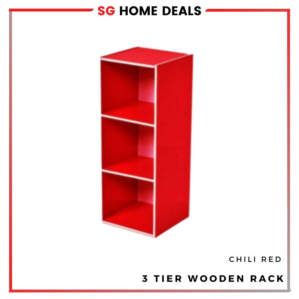 [SG STOCKS] 3 Tier Wooden Multipurpose Rack Book Shelf, Book Cabinet ...