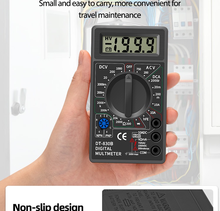 DT830B AC/DC LCD Digital Multimeter Mini Voltmeter Ammeter Ohm Tester ...