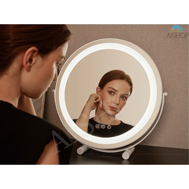 [SG Seller]Rotatable Round desktop Vanity Mirror with led light round ...