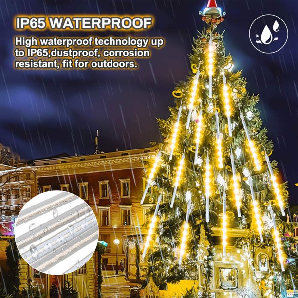 LED Meteor Shower Falling Rain Lights Tube Lamp Drop Icicle Lighting ...