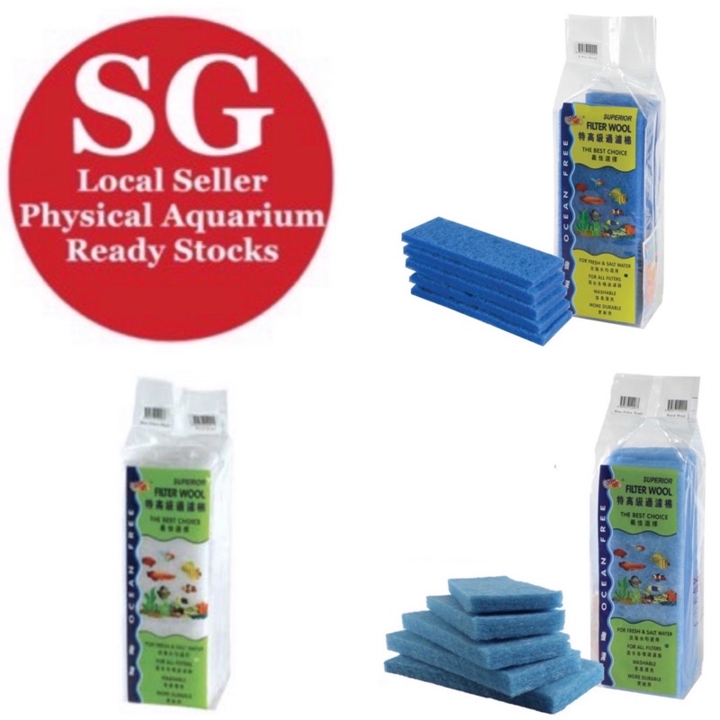 Aquarium Ocean Free Bio Filter Wool (1 pack 5 pcs) Fibre Filter Wool (1 ...